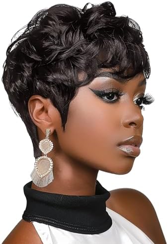 Amazon.com : Short Brown Pixie Wigs For Black Women Pixie Cut Natural ...