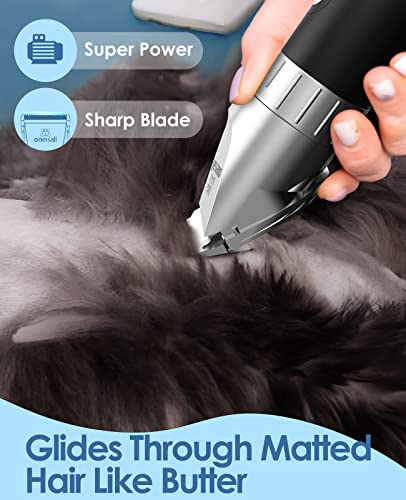 oneisall Cat Hair Trimmer,Quiet Cat Clippers for Matted Hair,Cordless ...
