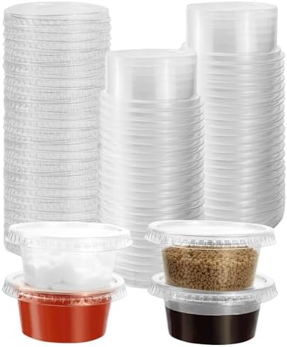 Amazon.com: HENGKE Plastic Portion Cups With Leakproof Lids - Clear ...