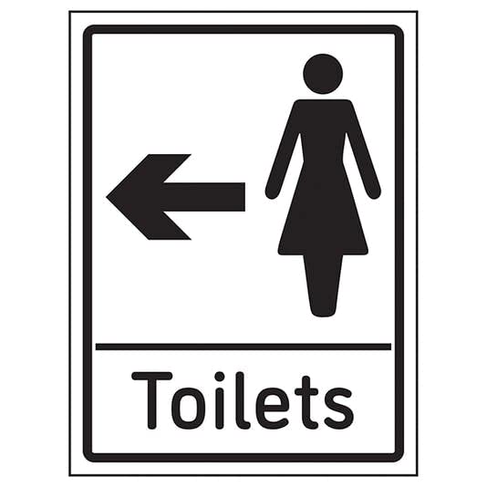 Left Side Arrow - Ladies - Toilets sign board,Acrylic Board fixed with ...