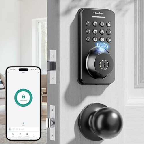 Harfo Fingerprint Smart Door Locks for Front Door with Handle Set, App ...