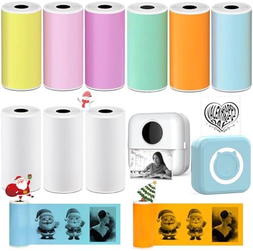 SZMILAIDUO 9 Rolls Thermal Sticker Paper for Mini Printer,Self-Adhesive ...