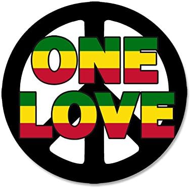 Amazon.com - Round ONE LOVE Peace Sign Sticker (rasta rastafari marley ...
