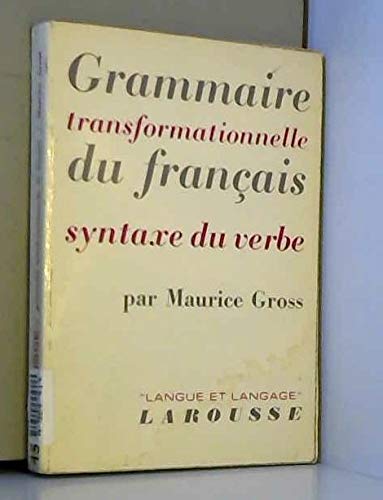 Amazon.com: Grammaire Transformationelle du Francais: Syntaxe du Verbe ...
