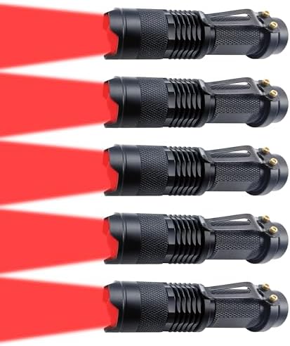 XINFEIBEI 5 Pack Red Light Flashlight Single Mode Mini Flashlights ...