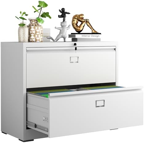 Amazon.com: VIYET Lateral File Cabinet with Lock,3 Drawer Metal Filing ...