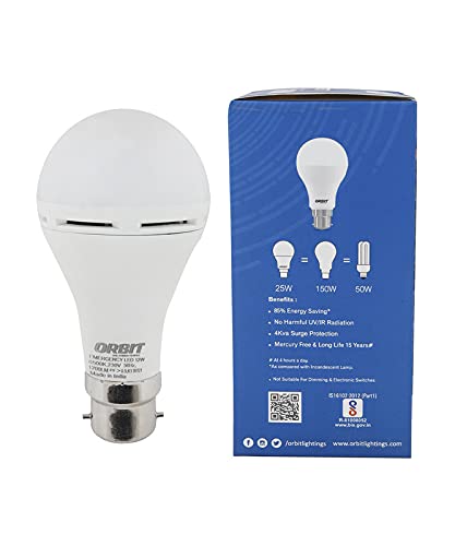 Buy ORBIT Polycarbonate LED Emergency Rechargeable Bulb 12W-REB Round ...