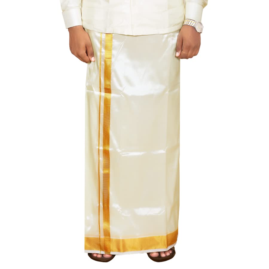 Mens Silk Dhoti with 100K Jari Border Mundu | Dhovathi | Panche ...