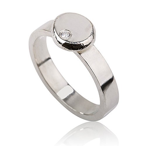 Amazon.com: Circle Silver and Zircon Gemstone Engagement Ring ...