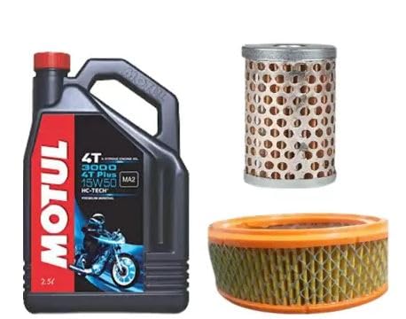 Motul 3000 15W50 4T Plus 2.5L Bullet Engine oil & Varroc Oil and Air ...