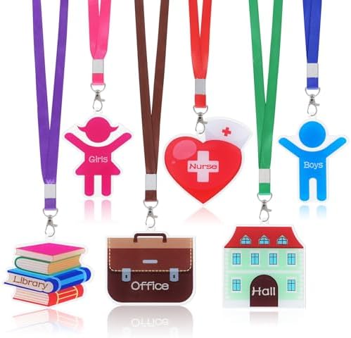 Amazon.com: 6 Sets Acrylic Hall Pass Lanyards School Passes for ...