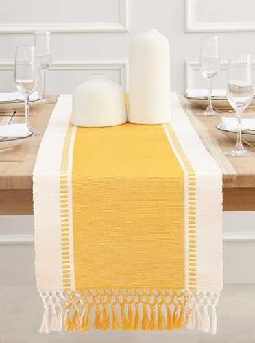Amazon.com: LEEFONE Yellow Table Runner Modern Linen Cotton Table ...