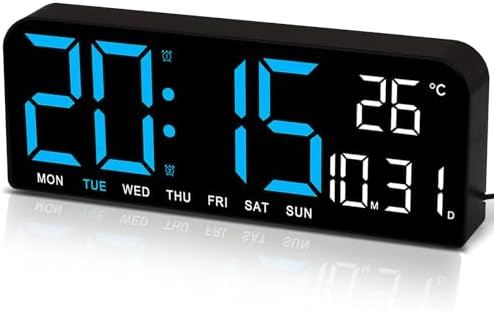 Amazon.com: JoFomp LED Digital Wall Clock Decorative, 10" Digital Alarm ...