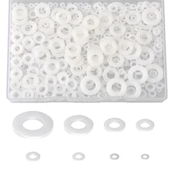 500Pcs Nylon Washers White Nylon Flat Washer Assortment Kit for Screws ...