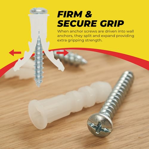 Snapklik.com : Qualihome Ribbed Plastic Drywall Anchor Kit, Wall Anchors And Screws For Drywall ...