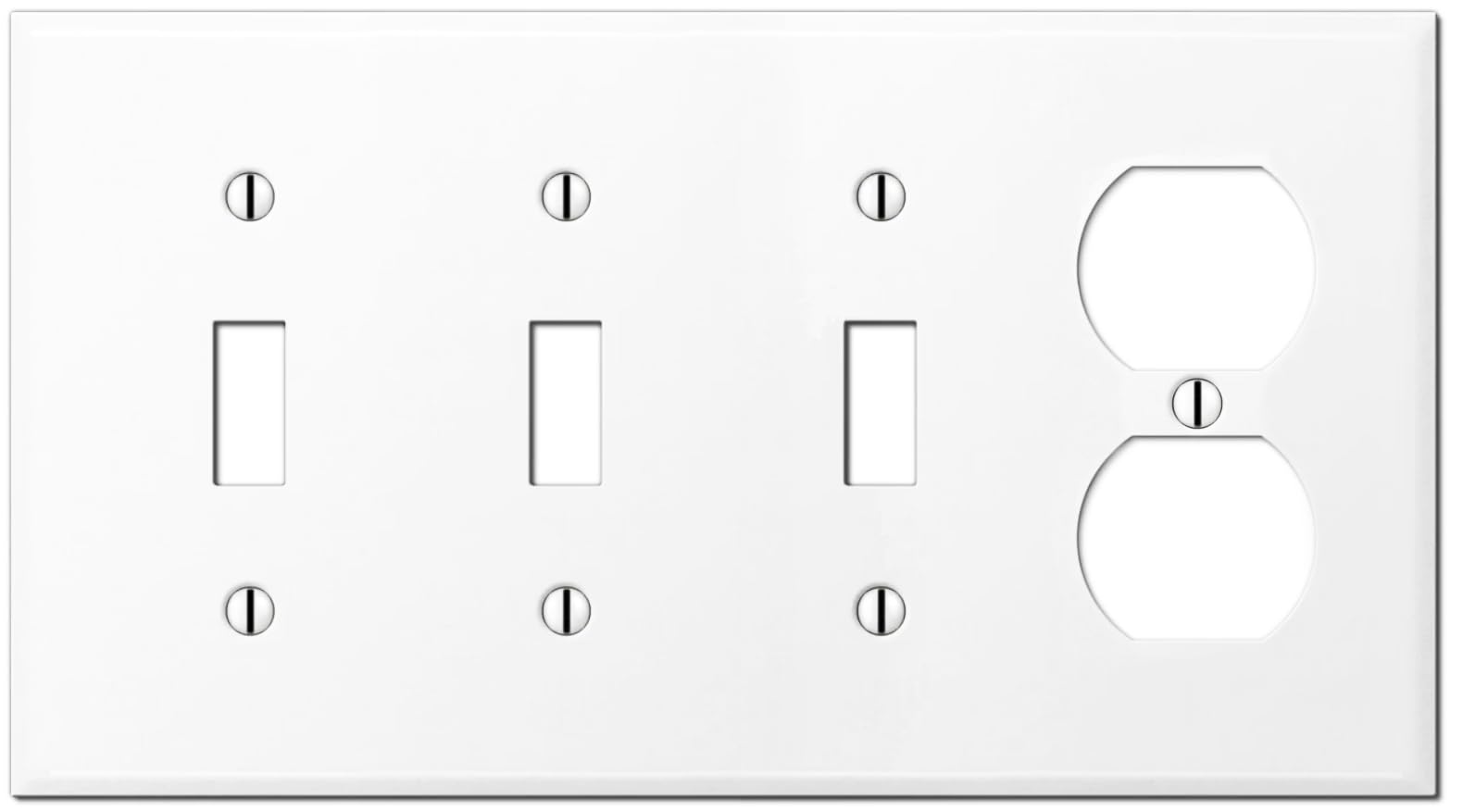 4 Gang Combination METAL Wall Plate - (1) Outlet/Duplex with (3) Toggle ...