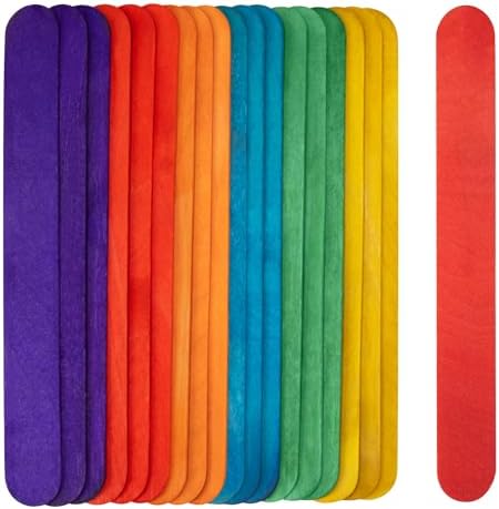 Amazon.com: WISYOK 1000 Pcs 6” Colored Jumbo Craft Sticks, Wooden ...