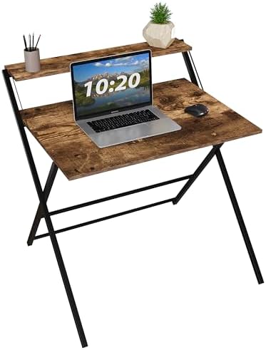 Vida Designs Folding Desk 82cm No Assembly Computer Desk With Shelf ...