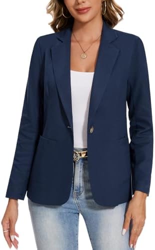 MINTLIMIT Womens Cotton Linen Long Sleeve Casual Office Blazer Jackets ...