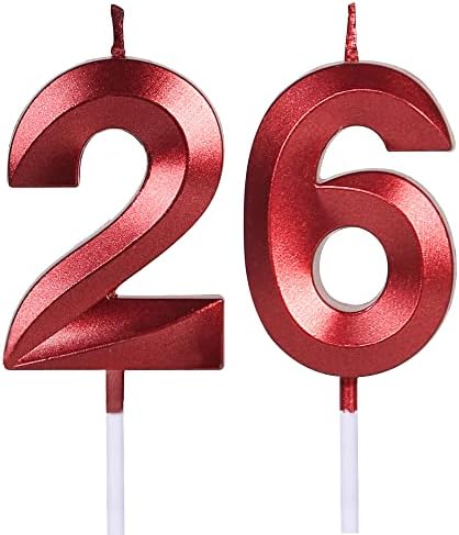 Amazon.com: Red 26th & 62nd Birthday Candles for Cakes, Number 26 62 ...