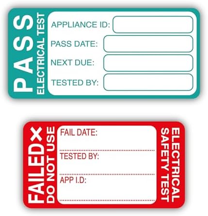 KACHANNIE 500 Pass & 50 Fail PAT Test Stickers 25x50mm - Electrical ...