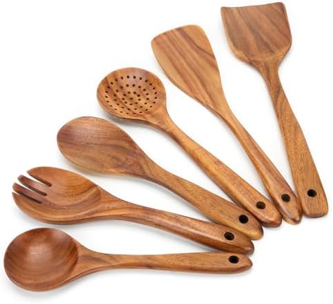 Amazon.com: OSLO STORE 7-Piece Wooden Spoons for Cooking - Non-Stick ...