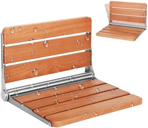 Amazon.com: Folding Shower Seat Wall Mounted Shower Bench Teak Folding ...