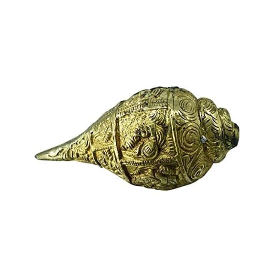 Brass Artifacts Shankh Conch Shell Ritual Plain Pooja & Home Decor with ...