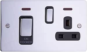 UKEA Deta 45A Cooker Control Unit with Neon - Chrome with Black Inserts ...