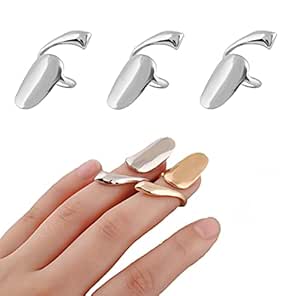 Amazon.com : 6Pcs Women Finger Nail Rings - Retro Alloy Fingernail ...