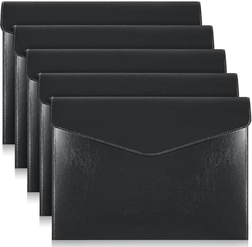 Amazon.com : Janlaugh 5 Pack PU Leather A4 File Folder Invisible ...