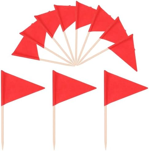 Amazon.com | Red Toothpick Flags,100 Pcs Mini Small Solid Red Golf ...