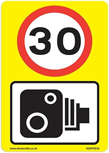 Stickerzilla 30 Mph & Speed Camera Signs [3 X Pack] - A4 Vinyl Stickers ...