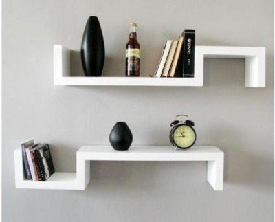RMS wooden white S shaped wall shelf(Set of five) : Amazon.in: Home ...