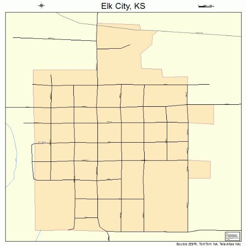 Large Street & Road Map of Elk City, Kansas KS - Printed poster size ...