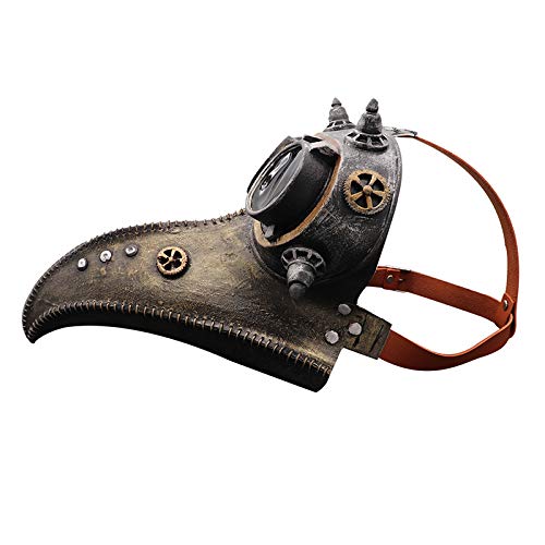 Eighty Plague Doctor Mask- Gold Bird Beak Steampunk Gas Costume-Long ...