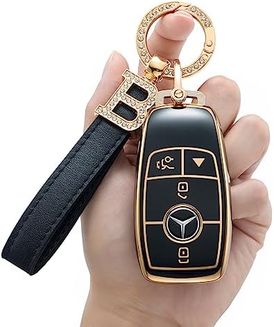 Amazon.com: SLAKNOK for Mercedes Benz Key Fob Cover with Leather ...