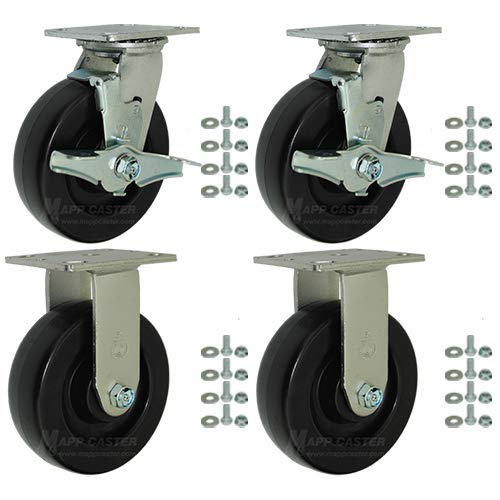 Toolbox Caster Kit - 6" Polyolefin Casters for Job Boxes - 2,800 Lbs ...