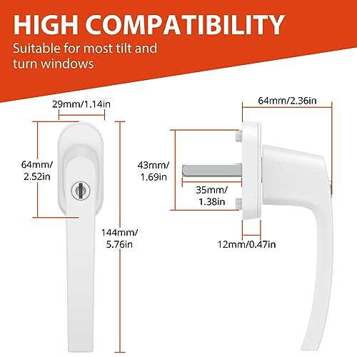 GETLITOOL Child Window Handles, 2 PCS Aluminum Lockable Window Handle ...