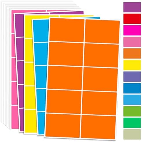 Amazon.com : 1000 Pieces Rectangular Colored Labels Stickers 3 x 2 Inch ...