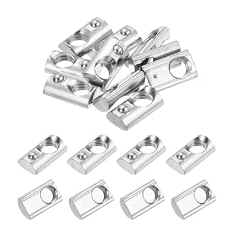 uxcell 50Pcs M6 T Spring Nut Fastener Carbon Steel Nickel Plated Half ...