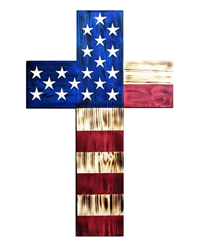 Amazon.com: American Flag Wooden Carved Cross, Patriotic Wall Cross ...