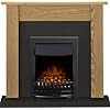 Adam Southwold Fireplace Suite in Oak and Black with Blenheim Electric Fire in Black, 43 Inches ...