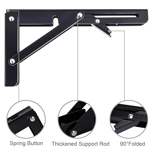 Folding Shelf Brackets 14Inch, 2pcs Heavy Duty Shelves Bracket Wall Foldable Shelf Bracket ...
