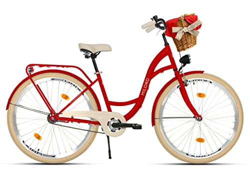 Comfort fiets stadsfiets met rieten mand vintage damesfiets Nederlandse ...