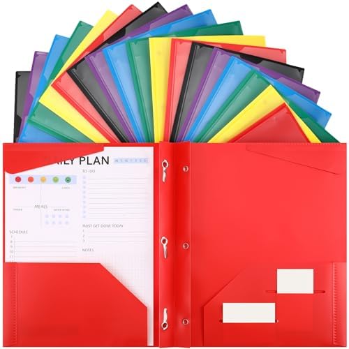 Amazon.com : Tenceur 48 Pack Plastic Folders with 3 Prongs Bulk Heavy ...