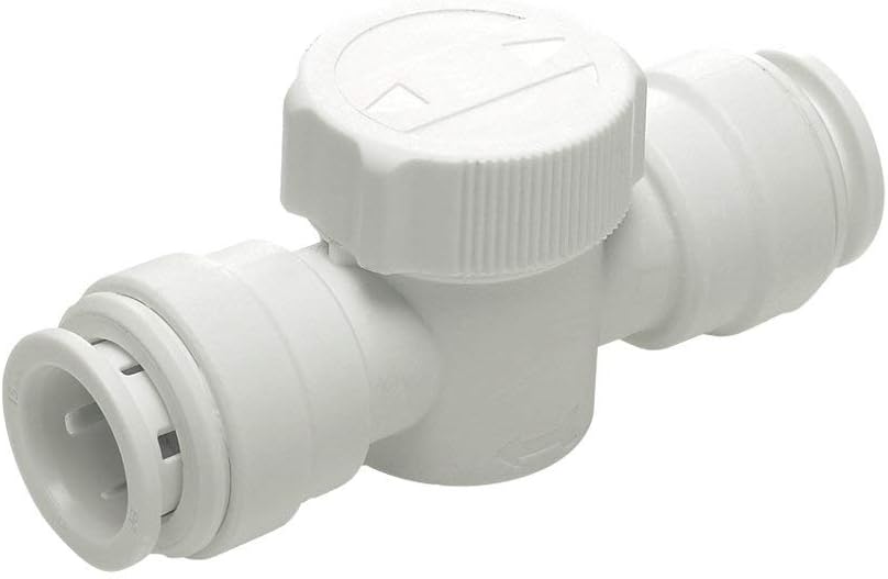 John Guest PPSV041212WP Plastic Push Shut Off Valve, White, 3/8 in ...