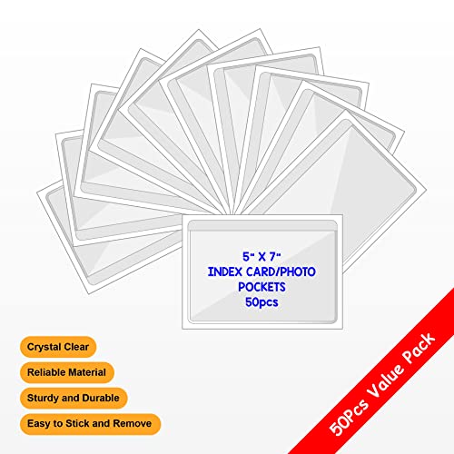 Snapklik.com : Clear Adhesive 5 X 7 Index Card Pockets