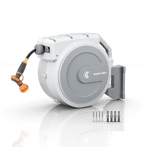 Giraffe Tools AW40 Retractable Garden Hose Reel, 5/8 in x 90ft Heavy ...