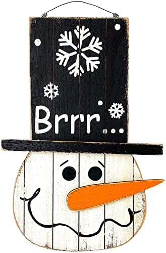 Amazon.com : Whaline Large Christmas Snowman Wooden Hanging Sign Winter ...